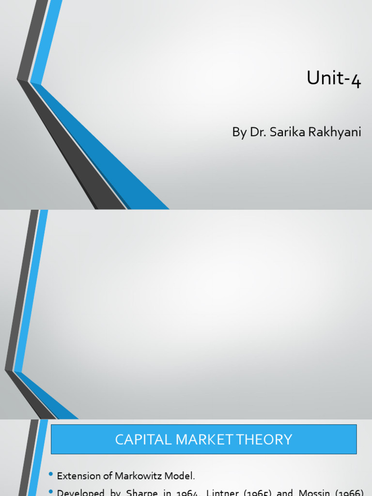 SAPM UNIT-4 | PDF | Capital Asset Pricing Model | Financial Risk