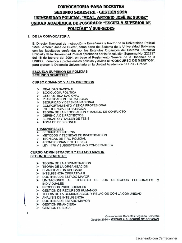 ESCUELA SUPERIOR DE POLICIAS 2DO SEM 2024 | PDF