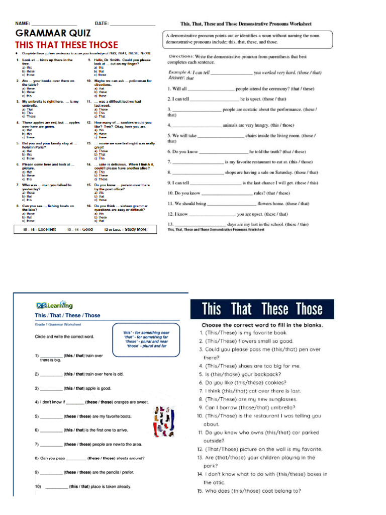 Demonstrative Adjectives | PDF