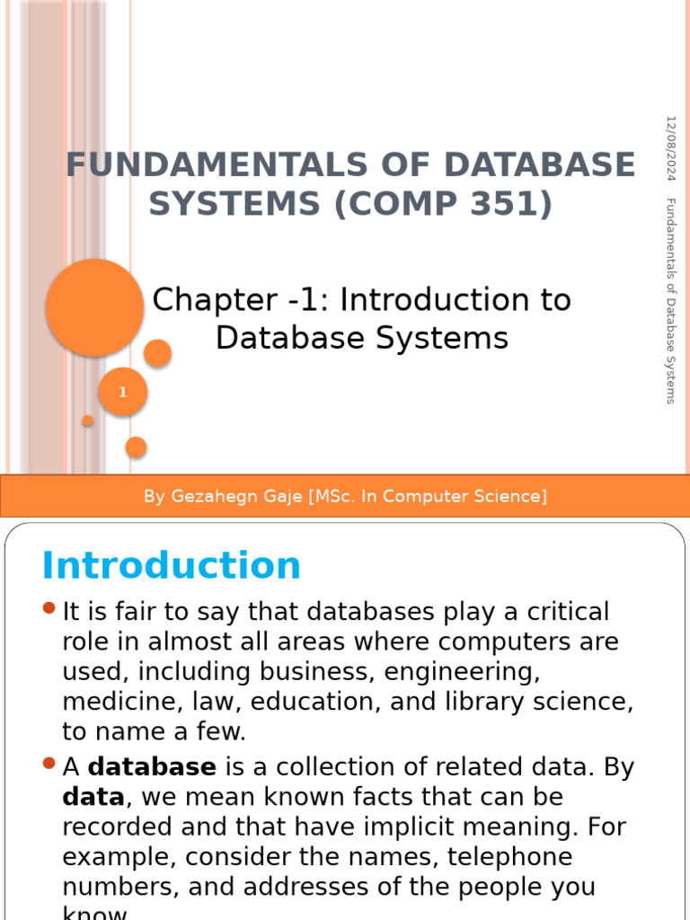 Fundamentals of Database Systems - Chapter 1-Introduction To DBSs Dt-2024!10!08 11-51-06 | PDF ...