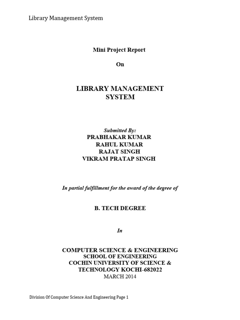 Complete Library Management System Project Report | PDF | Html Element | My Sql