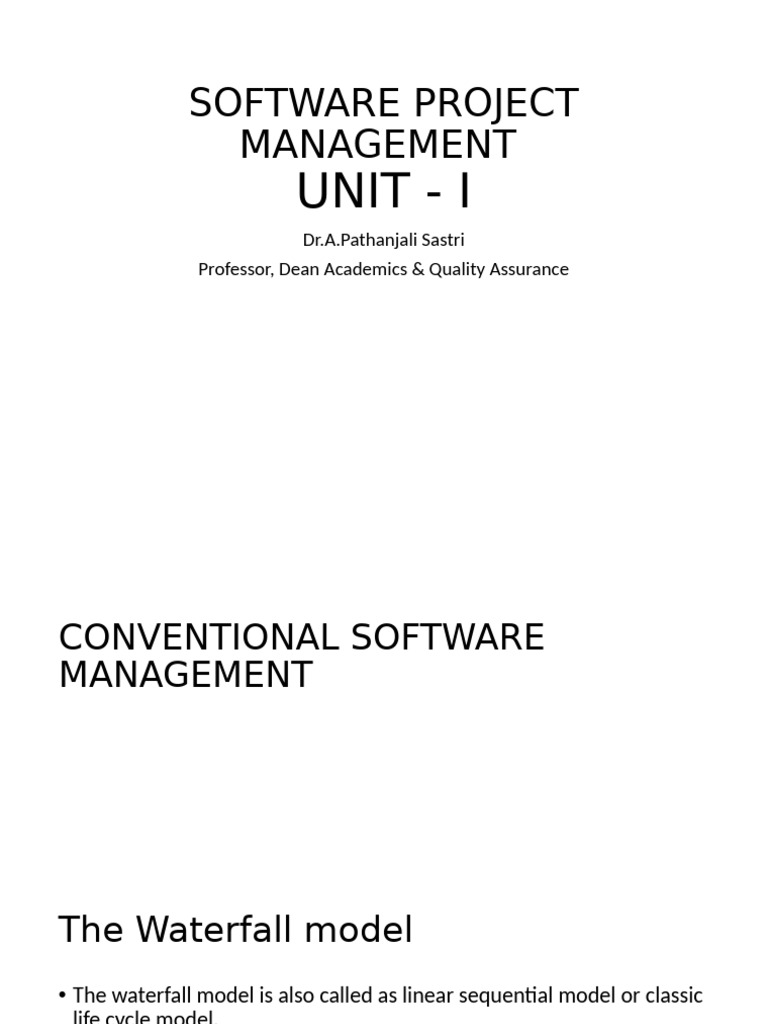 Unit I - Conventional Software Management | PDF | Software Development Process | Computer Program