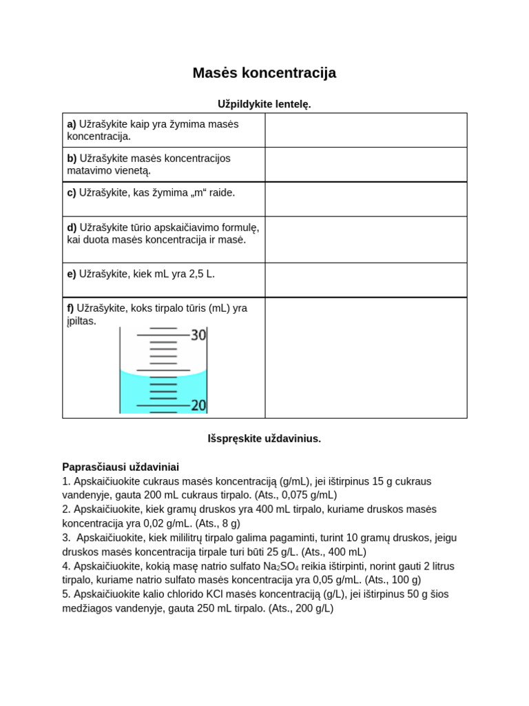 Chemija 9 KL Uzduotys | PDF