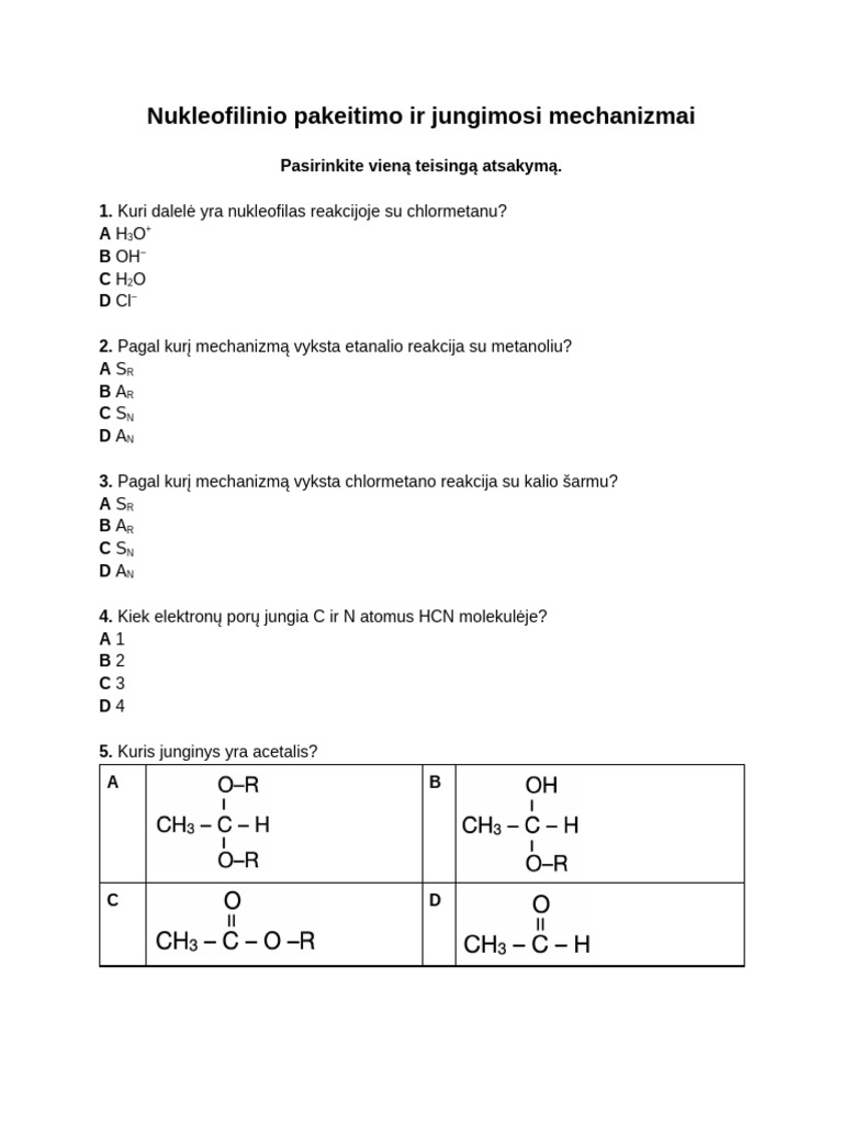 Chemija 11kl Uzduotys | PDF