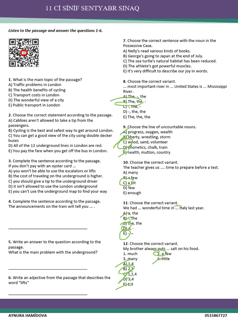 11 Ci Sinif Sentyabr Sinaq -1 2 | PDF | Amazon River | Amazon Rainforest