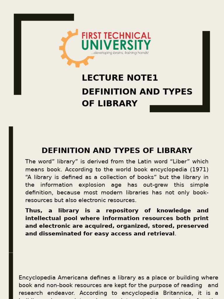 Power Point - Definition and Type of Library | PDF | Libraries ...