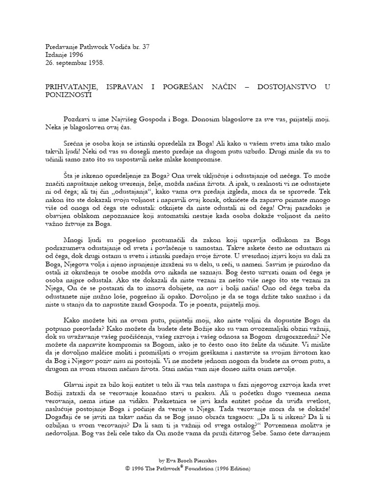 E037 Prihvatanje - Ispravan I Pogresan Nacin. Dostojanstvo U Poniznosti | PDF