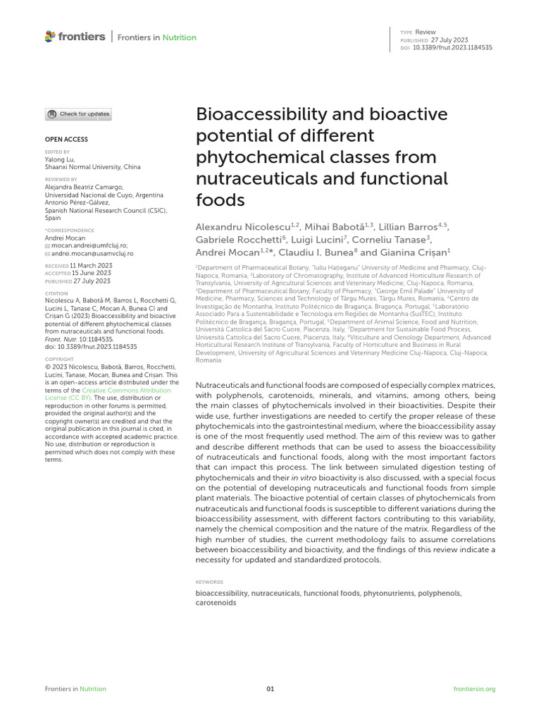 Bioaccessibility and bioactive | PDF | Polyphenol | Bioavailability