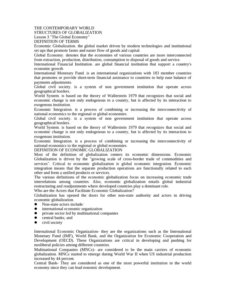THE-CONTEMPORARY-WORLD | PDF | Globalization | Governance