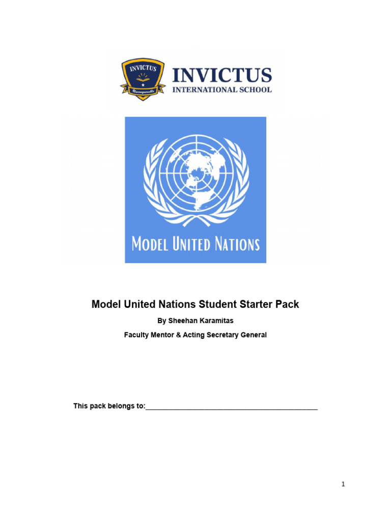 MUN Student Starter Pack | PDF | Committee | United Nations