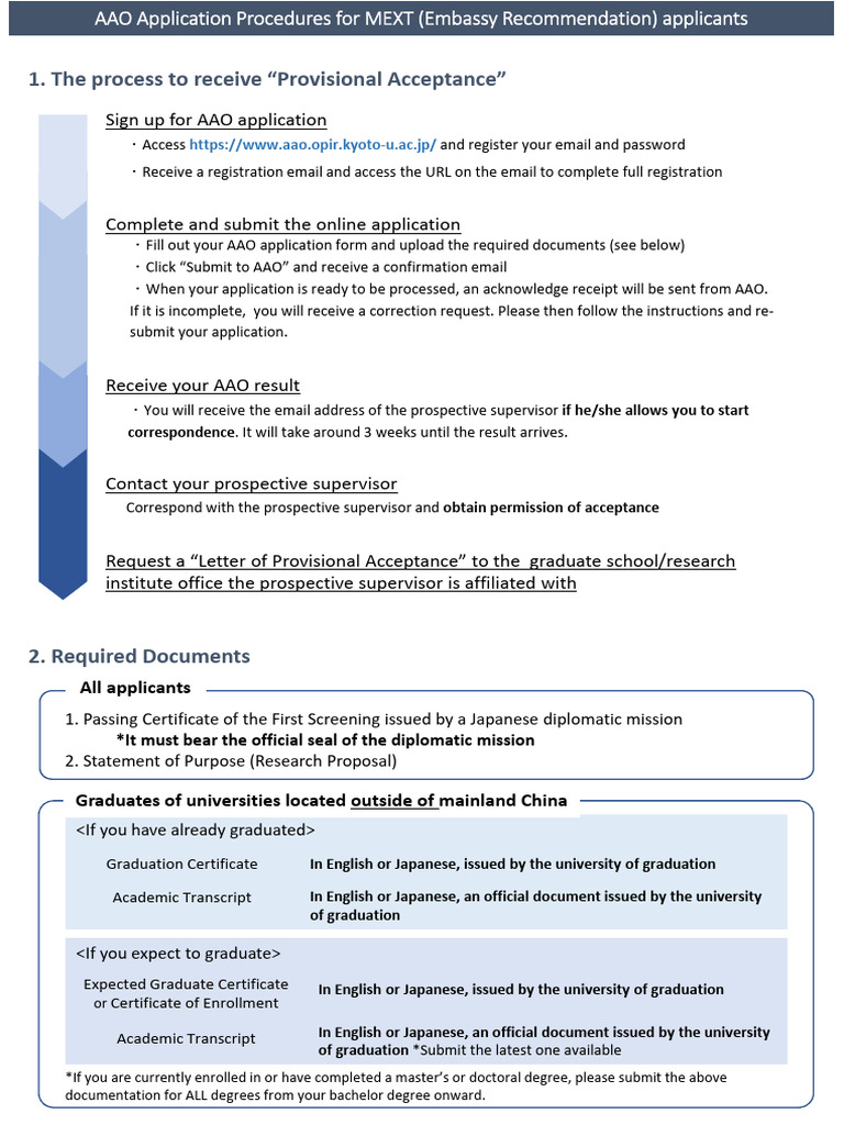 AAOprocedure MEXT EmbassyR E | PDF | Academic Degree | Doctorate