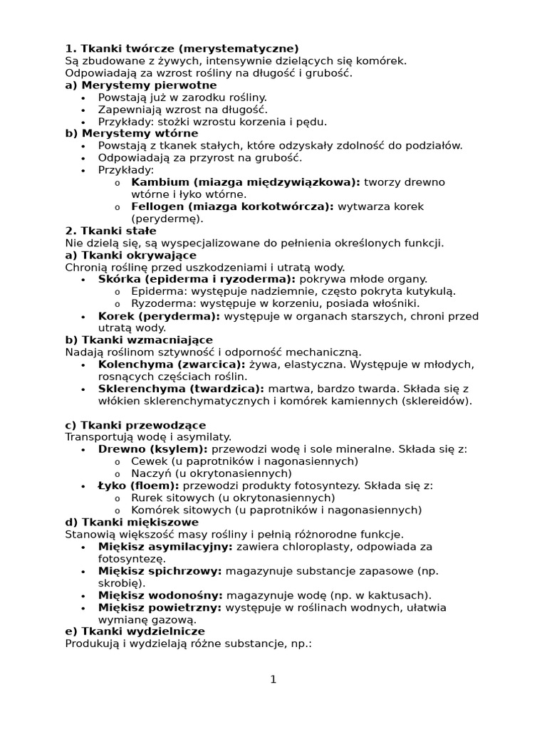 Tkanki Roslinne Inf | PDF