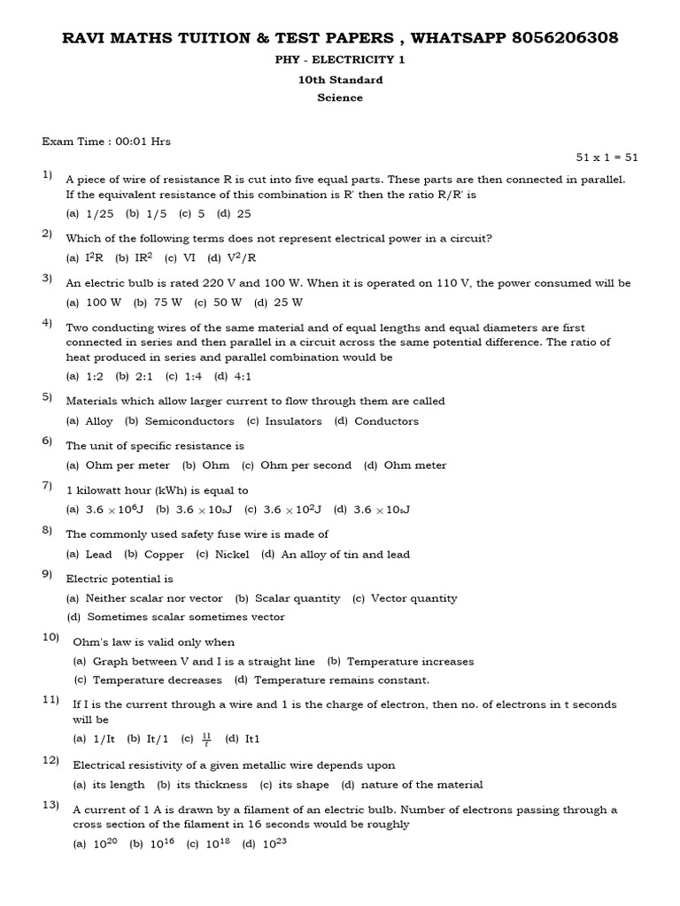 Electricity 1q | PDF | Series And Parallel Circuits | Electrical Resistance And Conductance