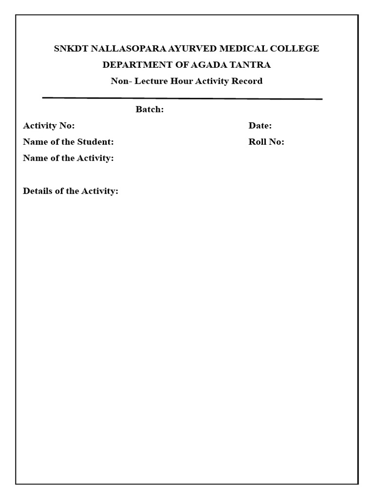 NLH Activity Record Template | PDF