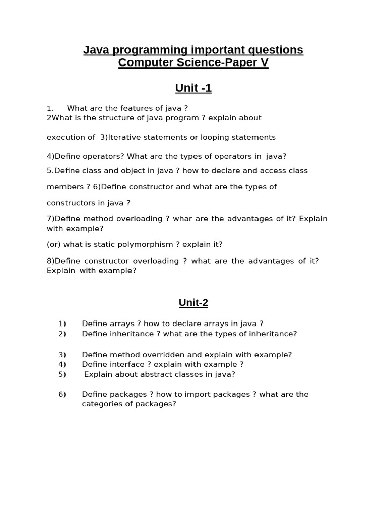 Java Imp Quesstions Converted - 1 | PDF