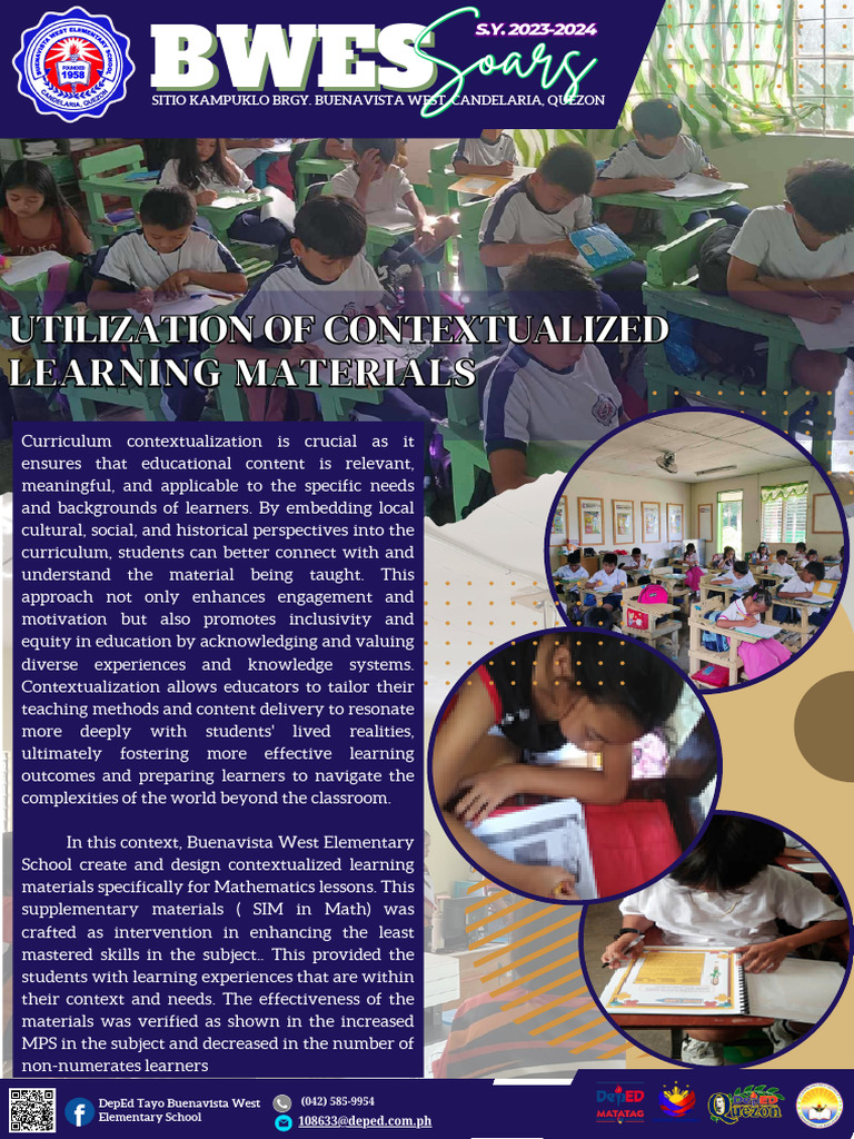 Narrative Report in Utilization of Contextualized Learning Materials ...