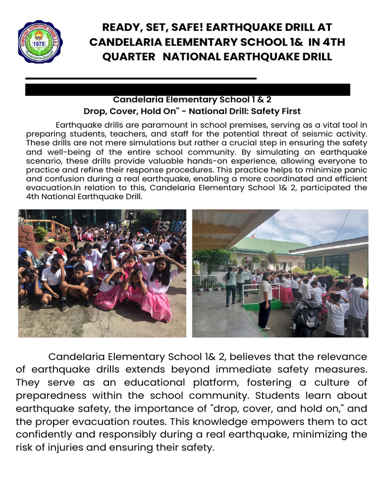 4th Quarter, Earthquake Drill | PDF | Emergency Management | Earthquakes