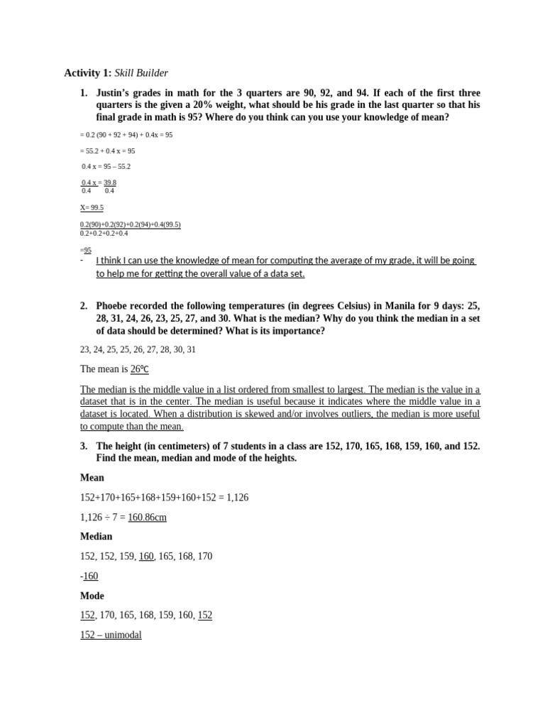 Mean Median Mode | PDF