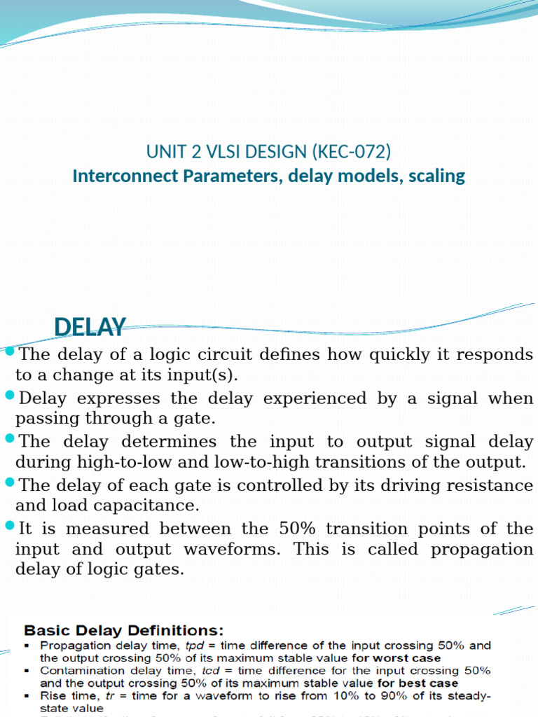 Unit 2 VLSI Design - Final | PDF | Logic Gate | Mosfet
