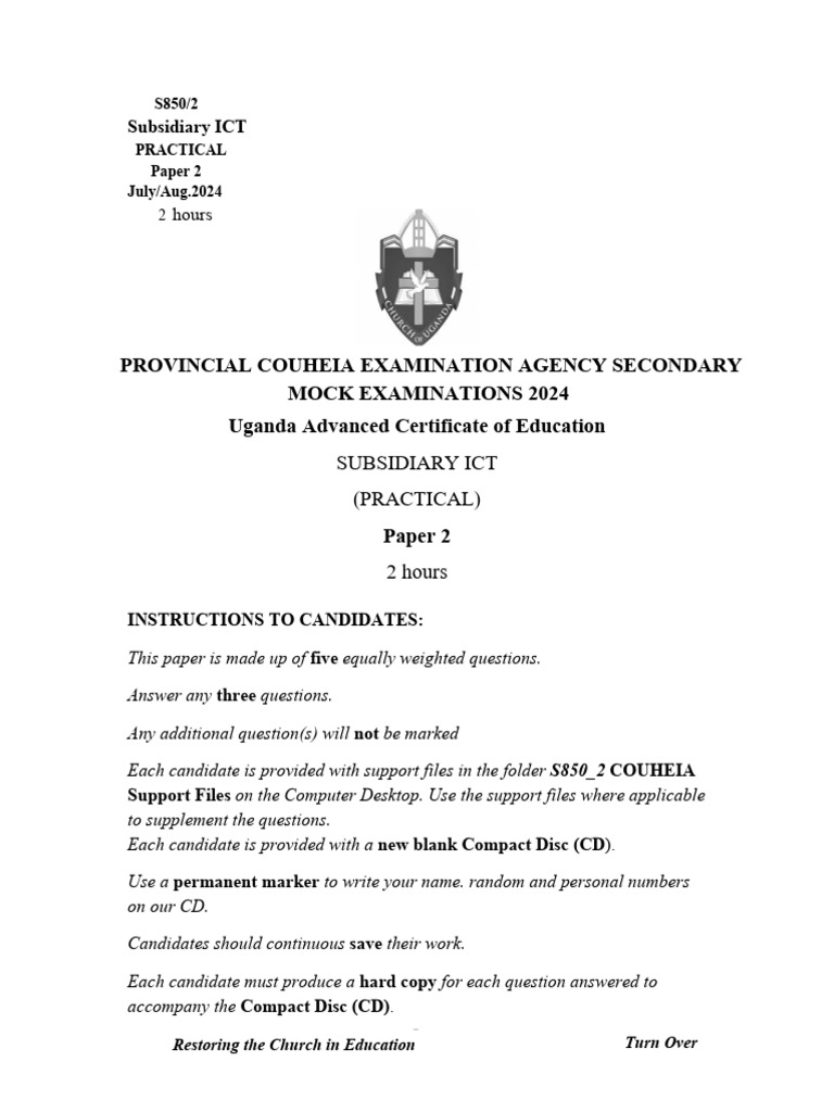 UACE ICT 2 (1) | PDF | Spreadsheet | Computer File