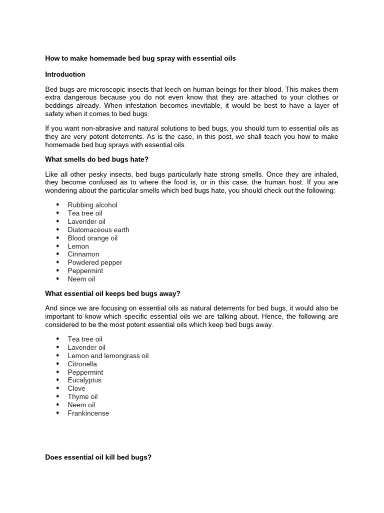 How to make homemade bed bug spray with essential oils | PDF ... How to make homemade bed bug spray with essential oils | PDF ...