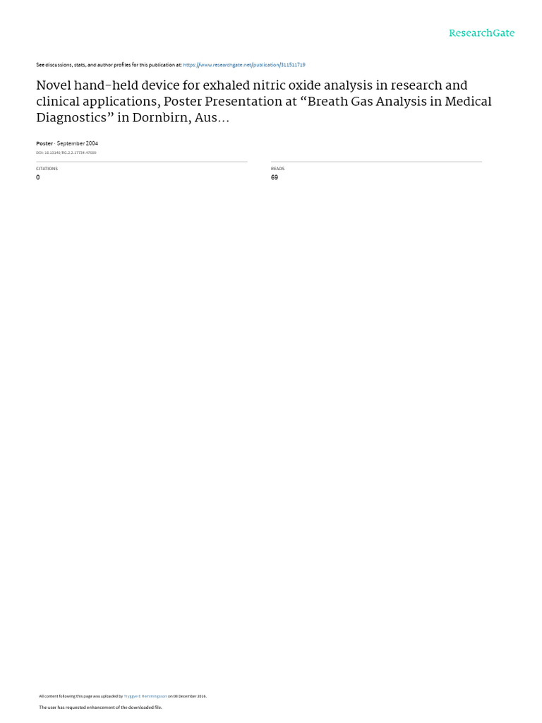 Novel Hand Held Device For Exhaled Nitric Oxide Analysis in Research ...