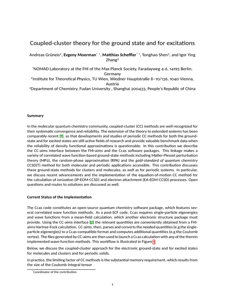 Coupled-cluster_theory_for_the_ground_state_and_fo | PDF | Hartree–Fock Method | Quantum Chemistry