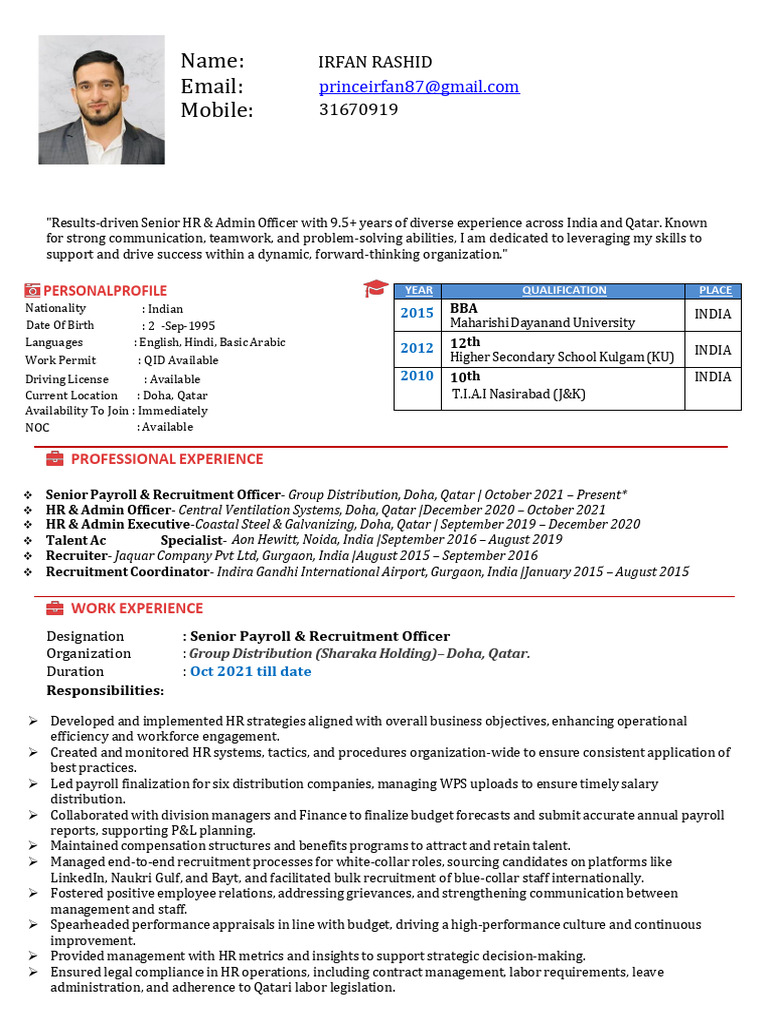 Irfan Rashid CV | PDF | Recruitment | Workplace Irfan Rashid CV | PDF | Recruitment | Workplace