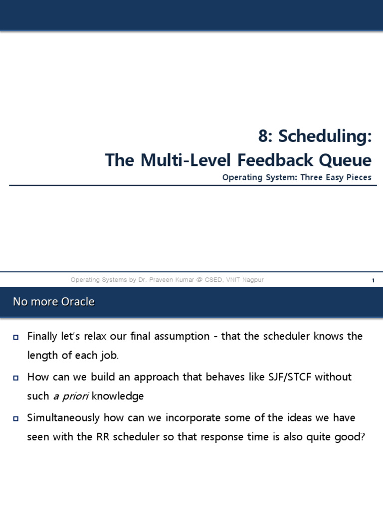 08.scheduling The Multi-Level Feedback Queue | PDF | Scheduling (Computing) | Computing