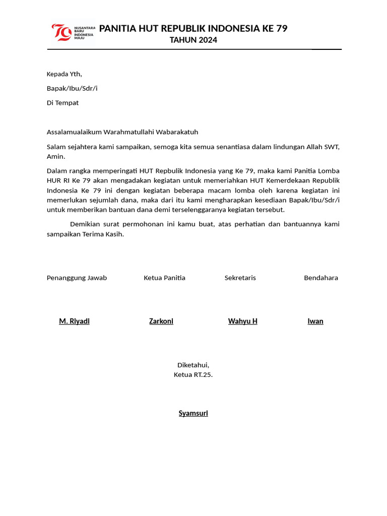 Proposal Donatur 17 Agustusan | PDF