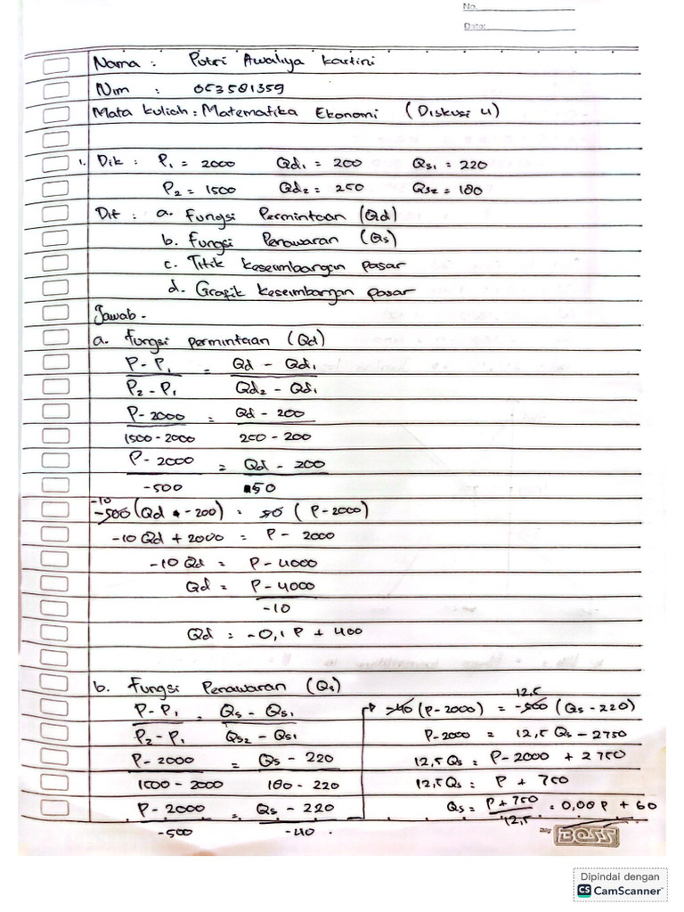 Diskusi 4 Matematika Ekonomi Putri | PDF