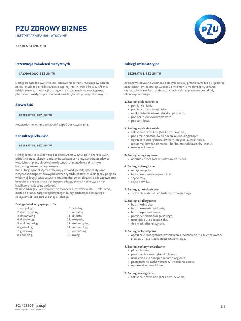 Zdrowy Biznes Zakres Standard | PDF