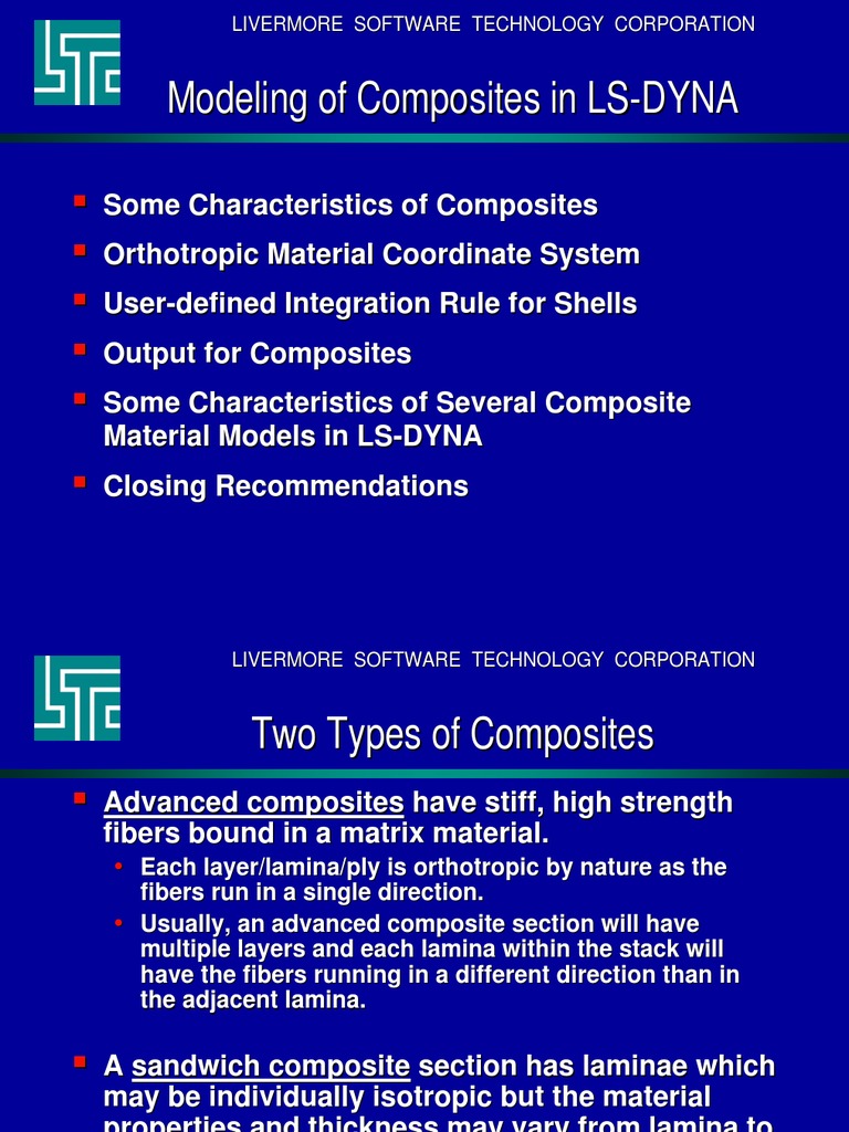 Modeling and Analysis of Composite Materials in LS-DYNA: An Overview of Material Models ...