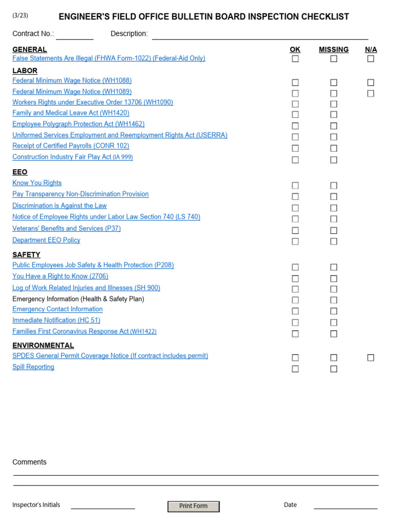 Engineers Field Office BB Checklist | PDF