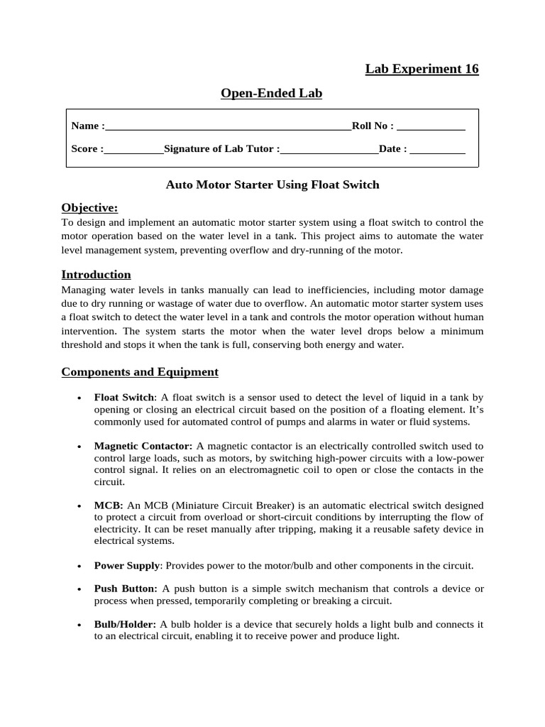 Open ended lab report of AEM | PDF | Relay | Switch