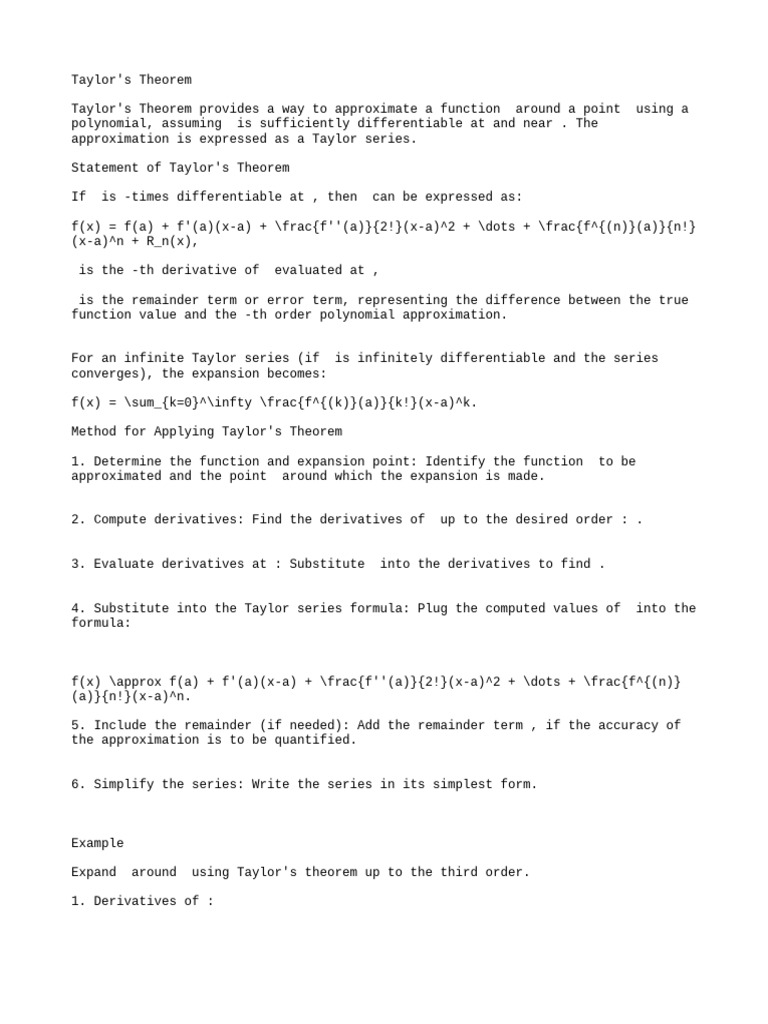 Taylor's Theorem | PDF Taylor's Theorem | PDF
