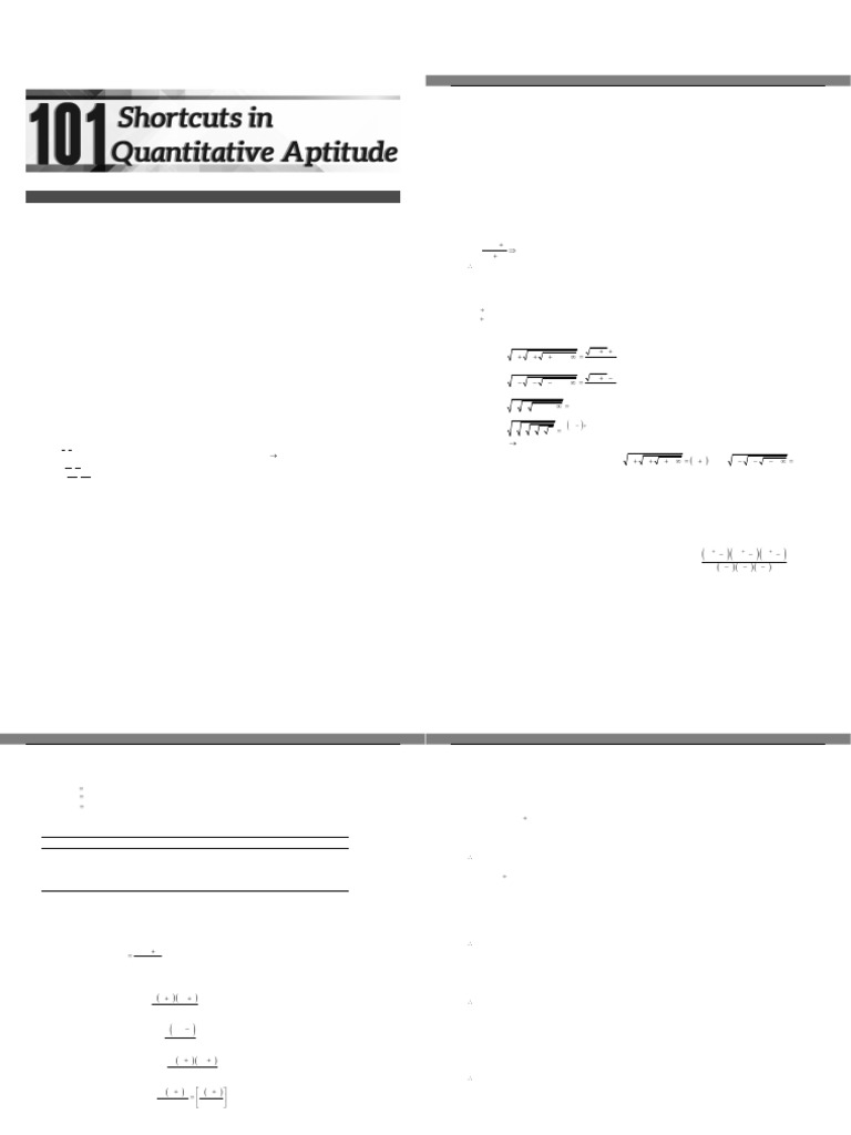 101 Mathematics Shortcuts | PDF | Square Root | Mathematical Objects