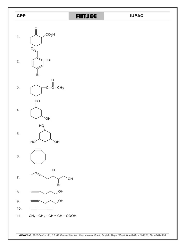 IUPAC Naming Answers and Examples | PDF