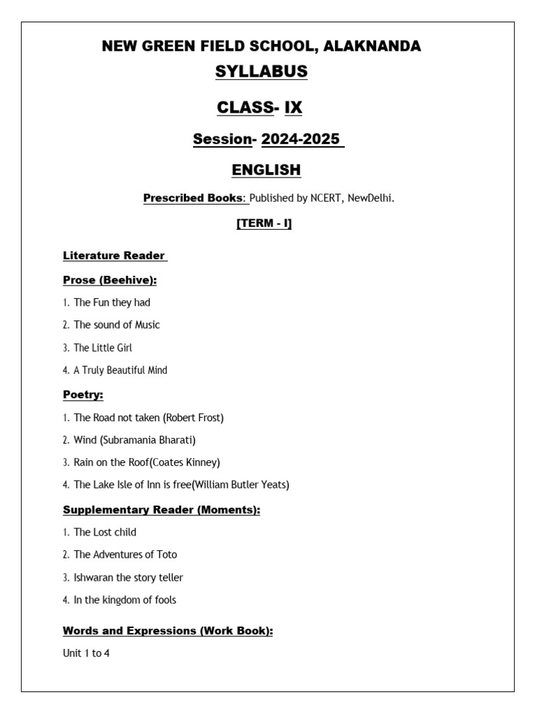 Class IX Syllabus 2024-2025 Overview | PDF | Artificial Intelligence | Intelligence (AI) & Semantics