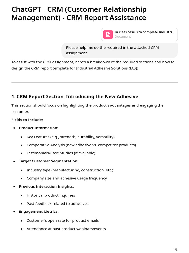 ChatGPT - CRM (Customer Relationship Management) - CRM Report ...