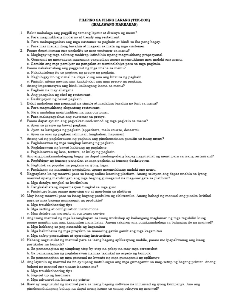 Filipino Sa Piling Larang | PDF
