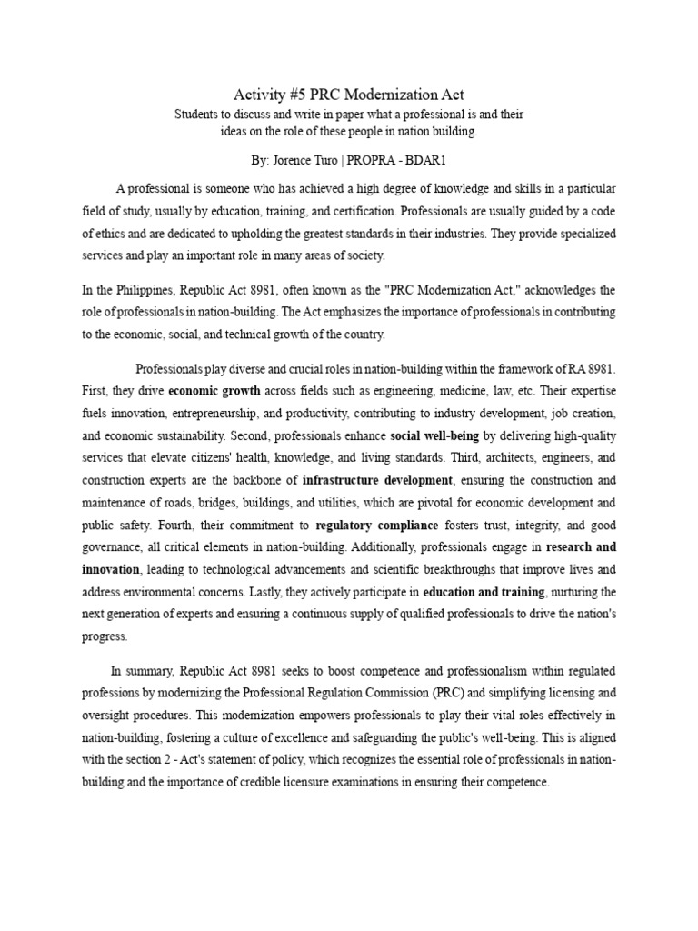 ANON - Activity 5-PRC Modernization Act | PDF | Innovation | Architect