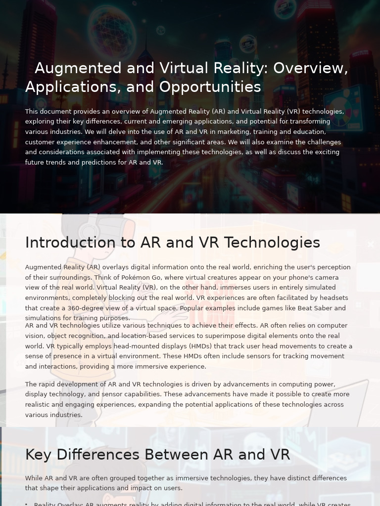 Augmented and Virtual Reality Overview Applications and Opportunities | PDF | Augmented Reality ...