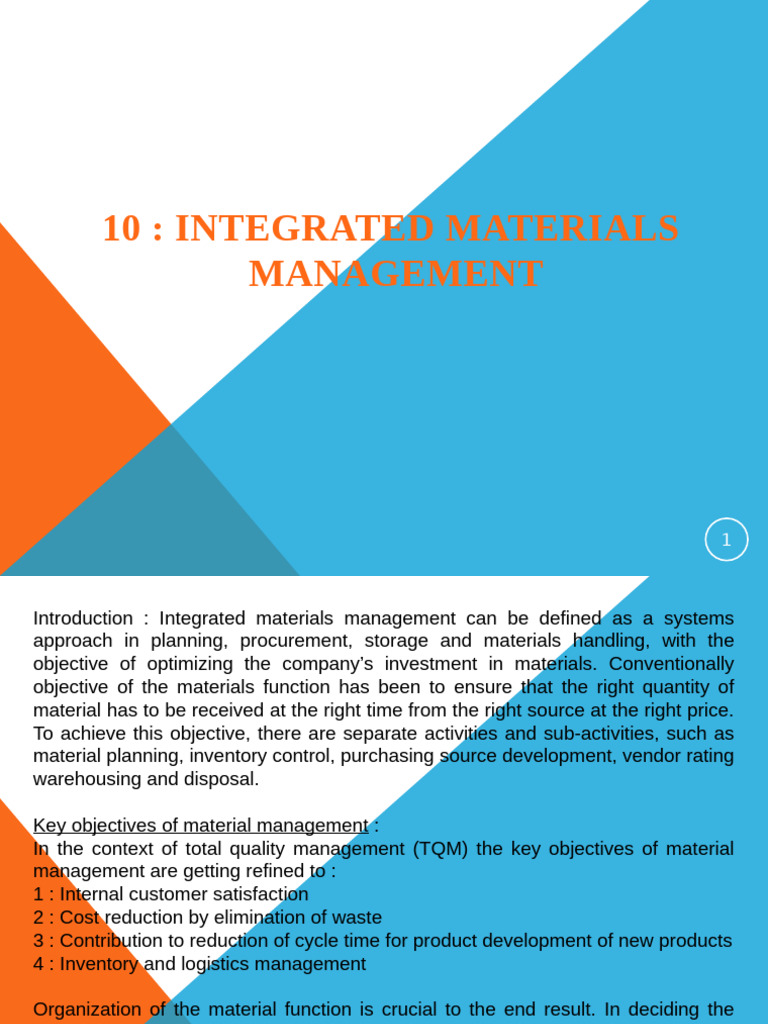 Chapter 10 - Integrated Materials Management | PDF | Inventory | Lean ...