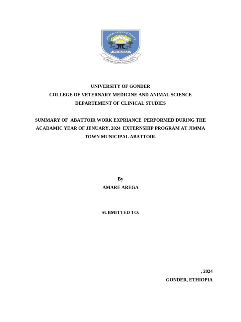 Amare Abattior Exp Summary | PDF | Liver | Slaughterhouse