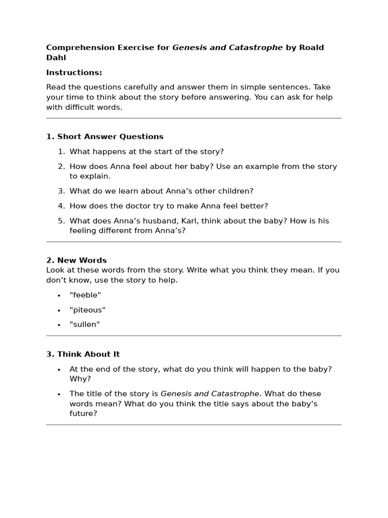 Exercise For Genesis and Catastrophe | PDF