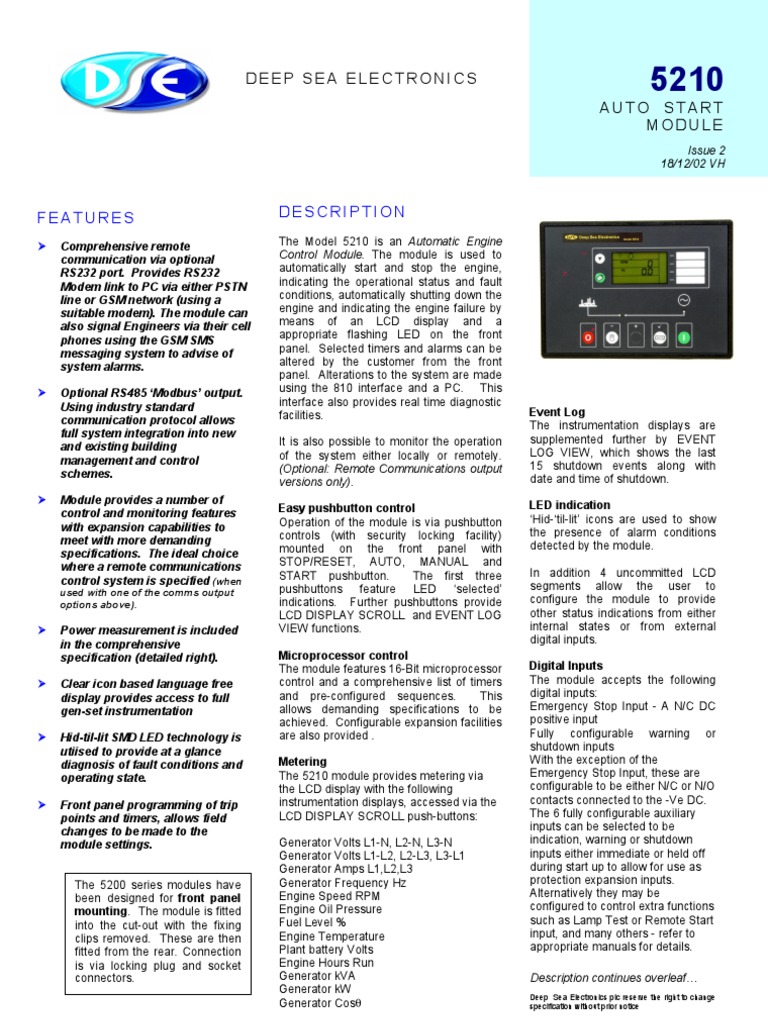 5210 Manual | PDF | Telemetry | Relay