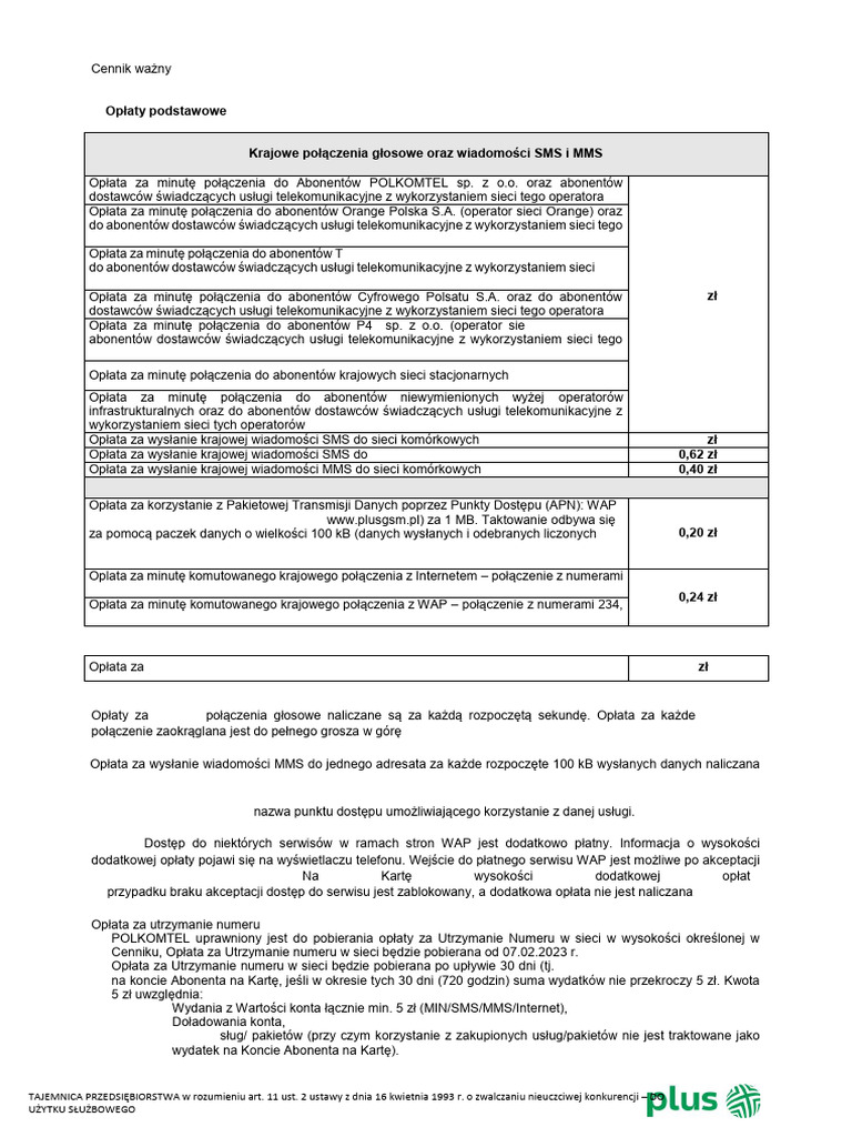 Cennik_TaryfyNowyPlush | PDF