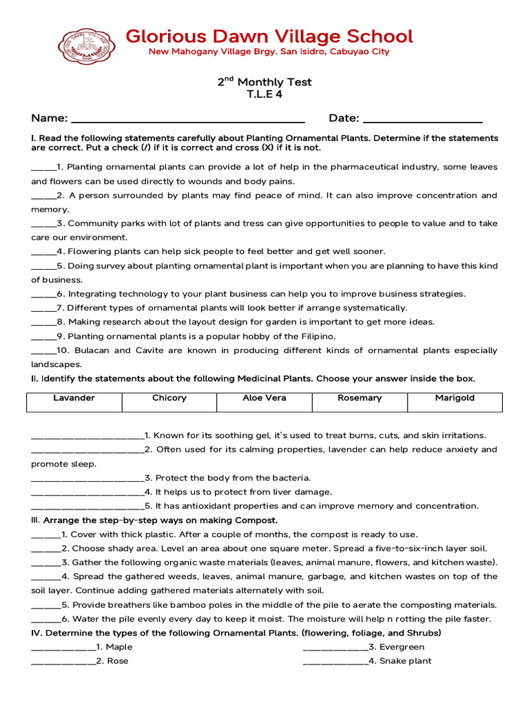 TLE-4 | PDF | Compost | Botany