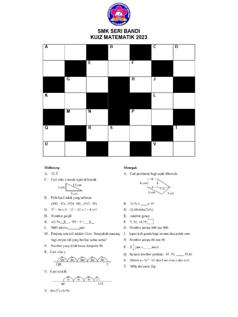 KUIZ MATEMATIK SMK SERI BANDI 2023 | PDF